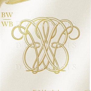 Wedding Monogram Logo Design BW WB Monogram Wreath SVG Digital Download ...
