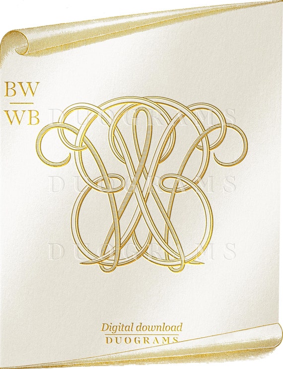 Wedding Monogram Logo Design BW WB Monogram Wreath SVG Digital - Etsy