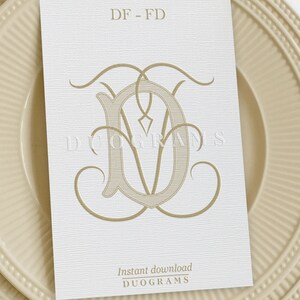 Vintage Monogram Logo Design DF FD Monogram Wreath SVG Digital Download ...