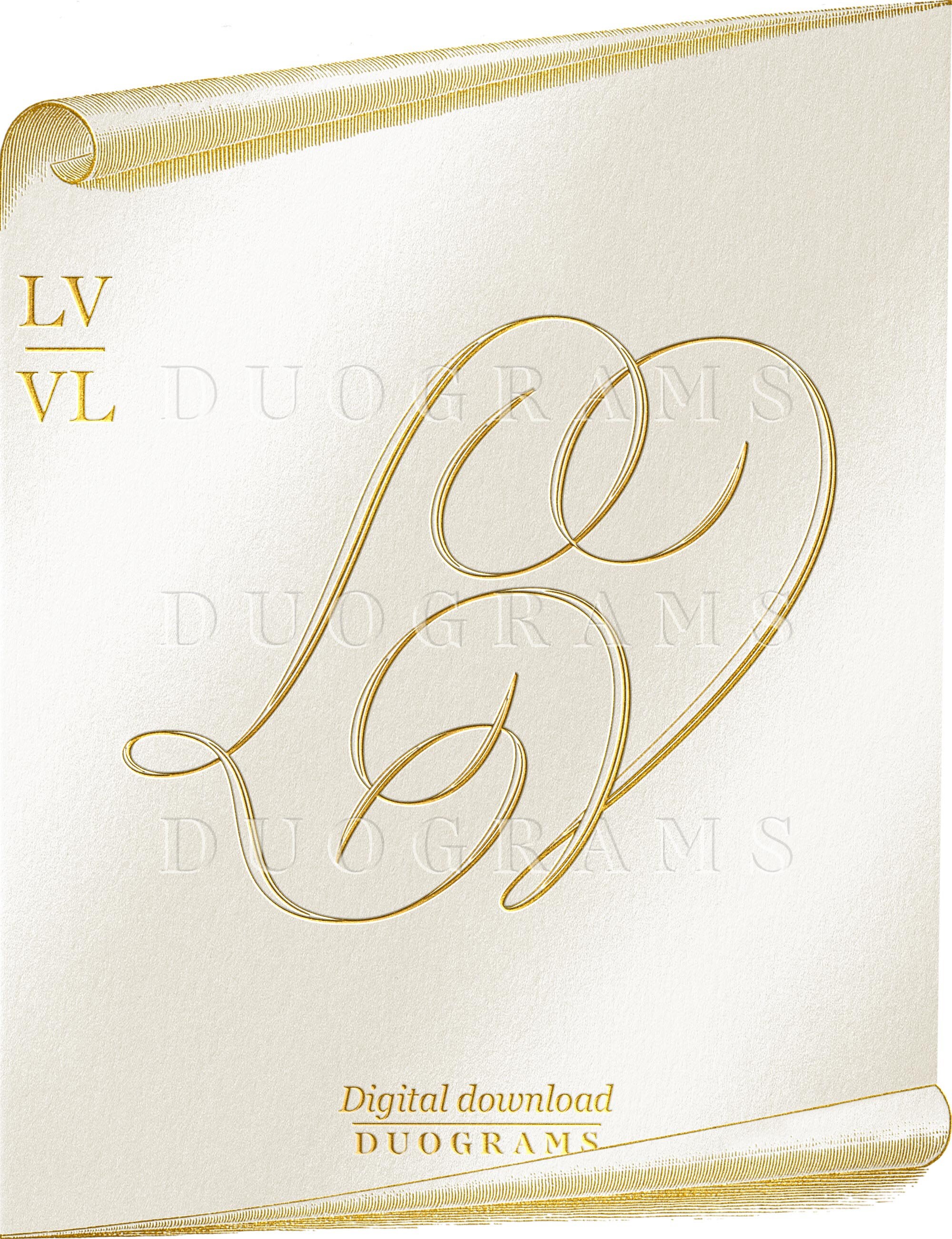 LV Elegant Monogram Logo VL Vintage Duogram - Etsy