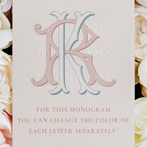 Vintage Wedding Monogram KR RK Digital Download - Etsy