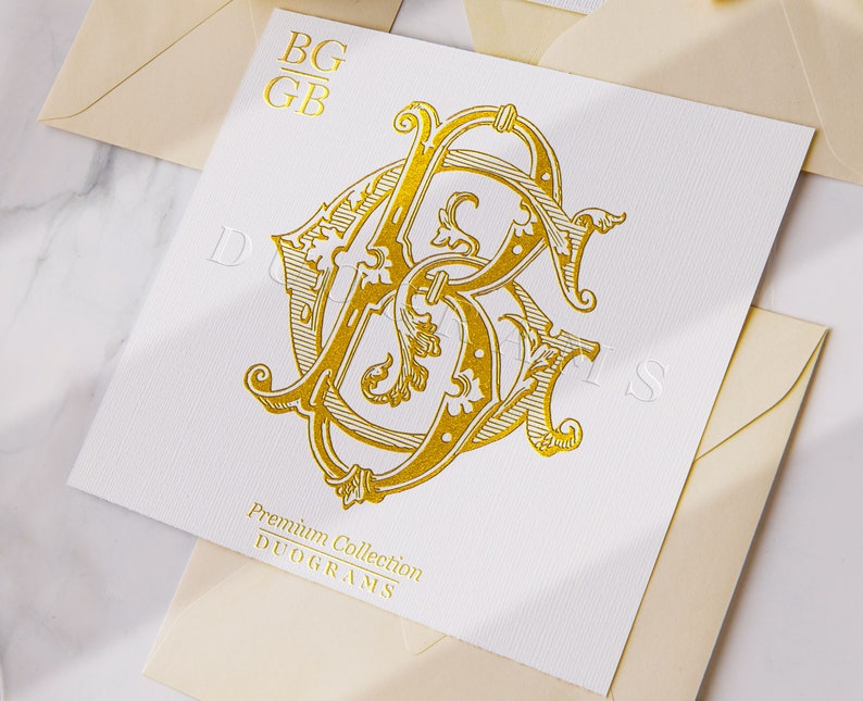 BG GB Vintage Monogram Logo Design B G Digital Download SVG Monogram ...