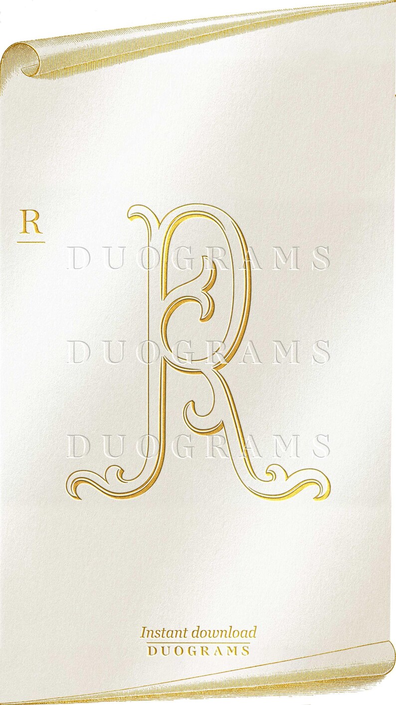 Vintage Wedding Monogram Logo R Monogram Wreath SVG - Etsy