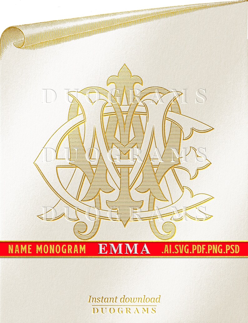 EMMA Name Monogram Logo, 4 Letter Monogram, Personalized Name, SVG ...