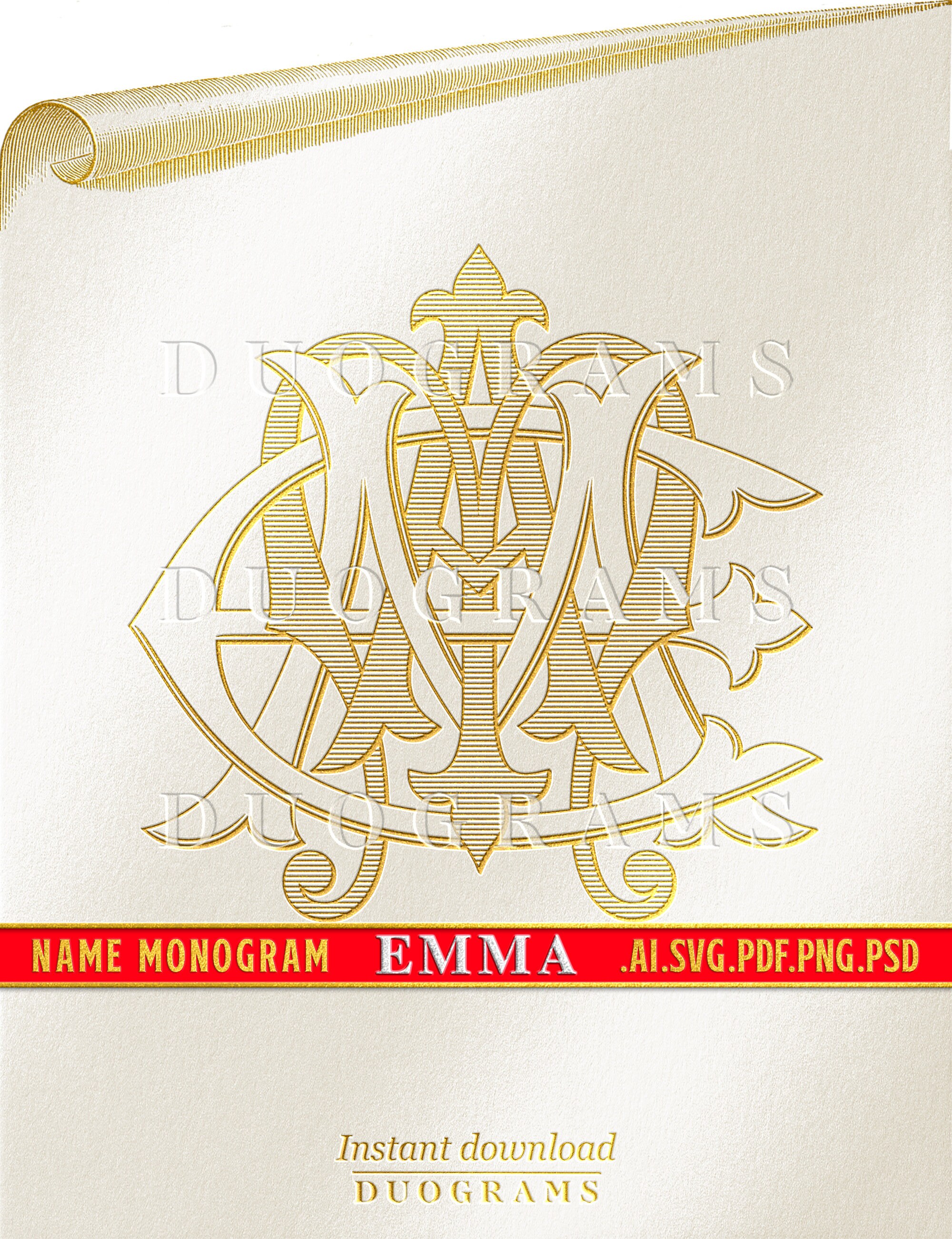 EMMA Name Monogram Logo, 4 Letter Monogram, Personalized Name, SVG ...
