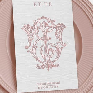 Interlocking Vintage Monogram ET or TE Two Letter Monogram Logo Design ...