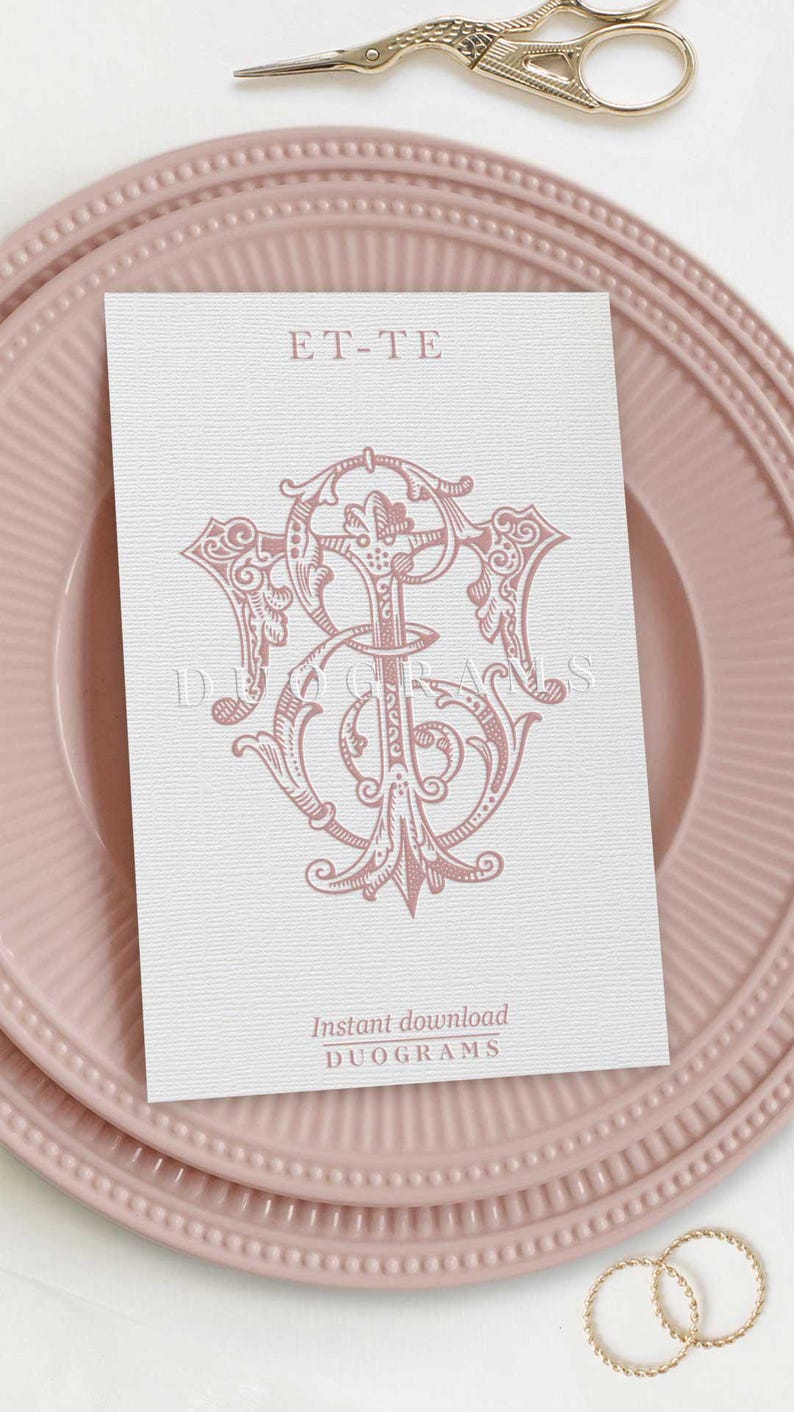 Interlocking Vintage Monogram ET or TE Two Letter Monogram Logo Design ...