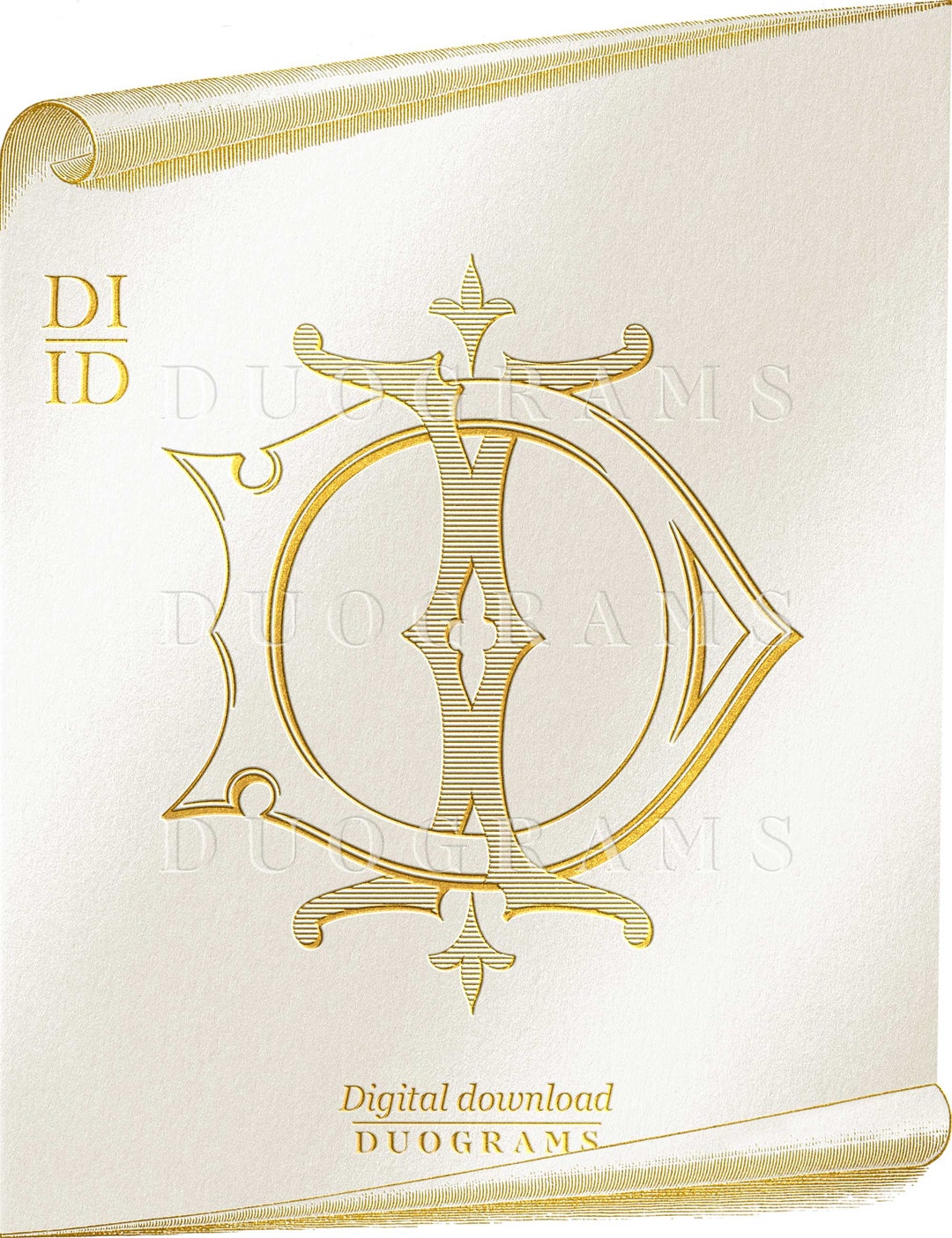 Vintage Monogram Logo Design DI ID Digital Download D I - Etsy