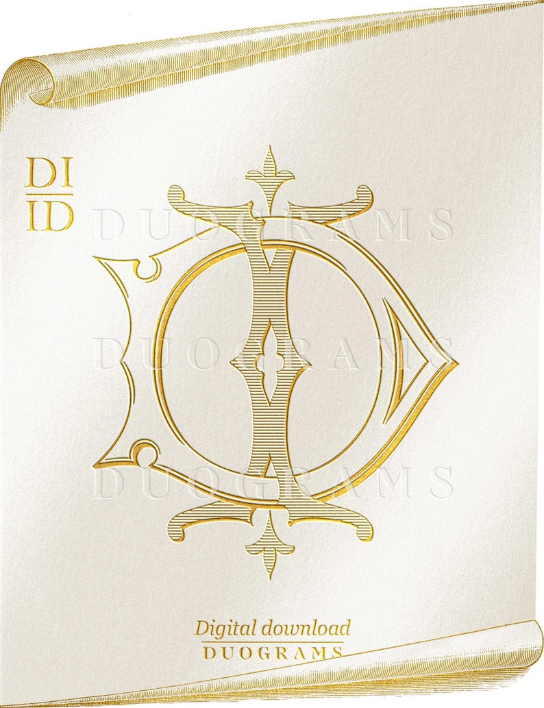 Vintage Monogram Logo Design DI ID Digital Download D I + 2 Free SVG - Etsy