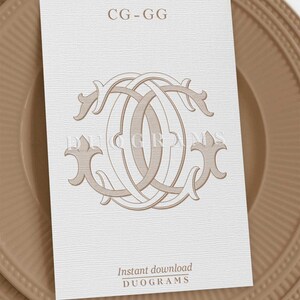 Interlocking Wedding Monogram CG or GC, 2 Letter Monogram Logo Design ...