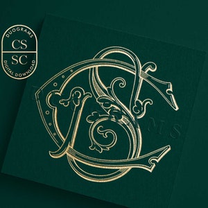 Classic Wedding Monogram CS SC 2-letter Vintage Monogram Logo C S ...
