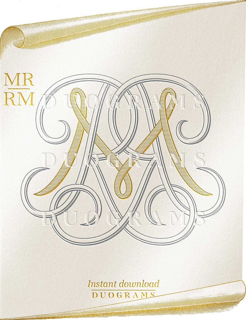 Wedding Monogram MR or RM Two Letter Monogram Logo Design M R Duogram R ...
