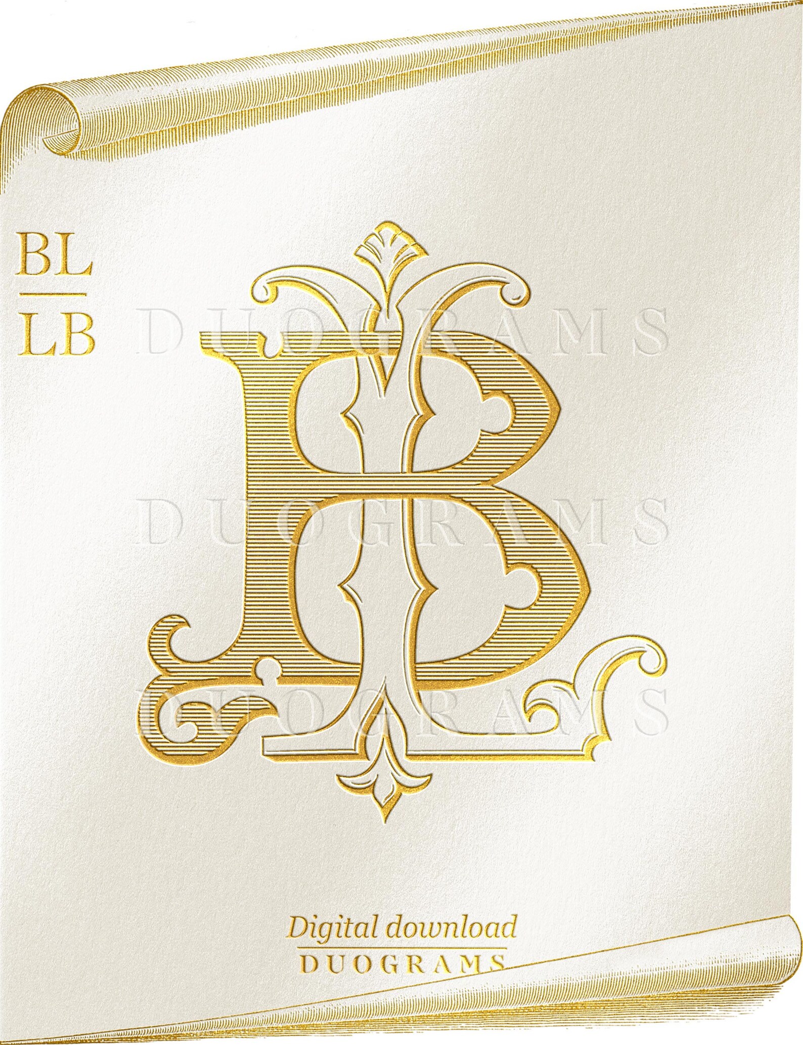 Vintage Monogram - BL - LB - Digital - Wedding Monogram - SVG - Etsy