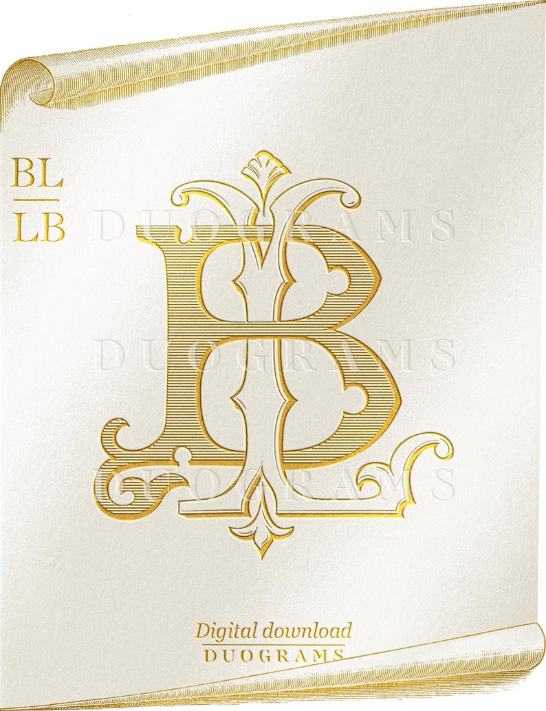 Vintage Monogram - BL - LB - Digital - Wedding Monogram - SVG - Etsy