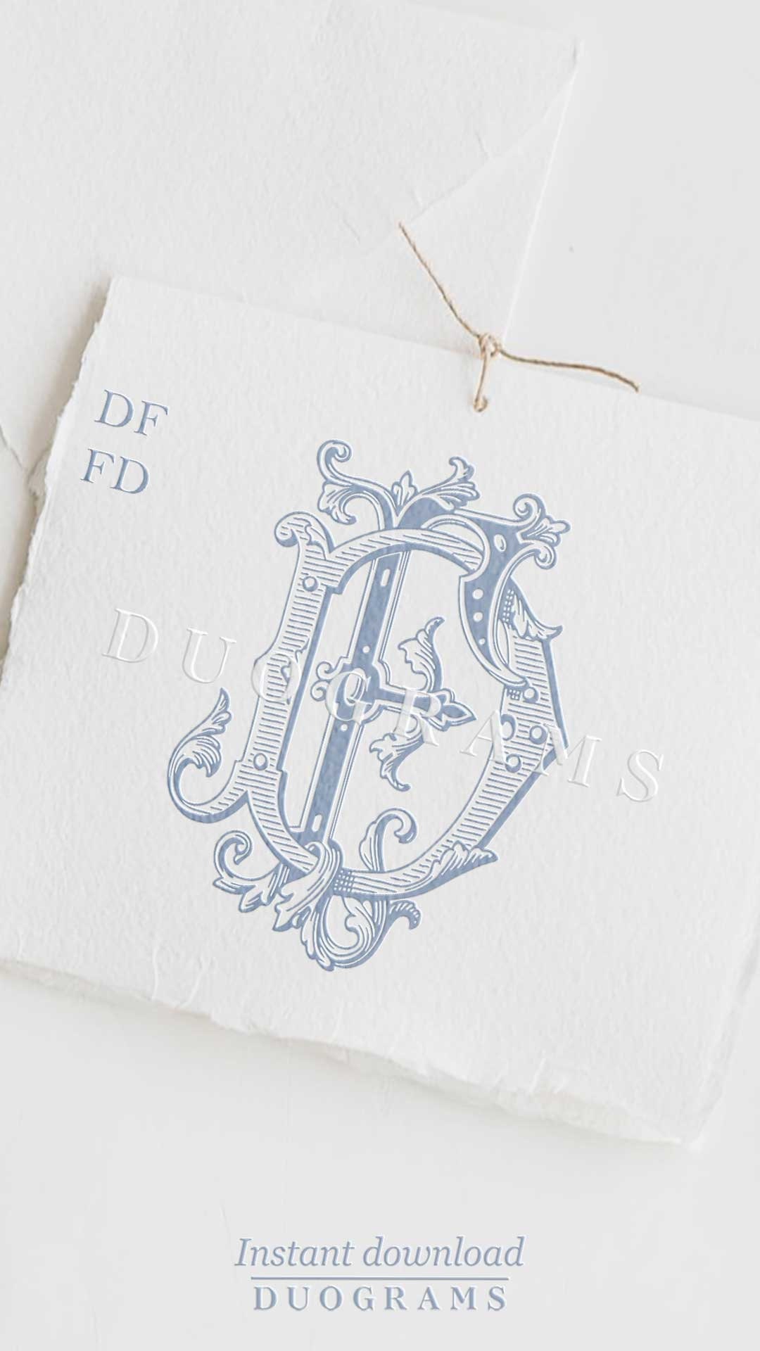Vintage Monogram DF or FD Two Letter Monogram Logo Design D F Wedding ...