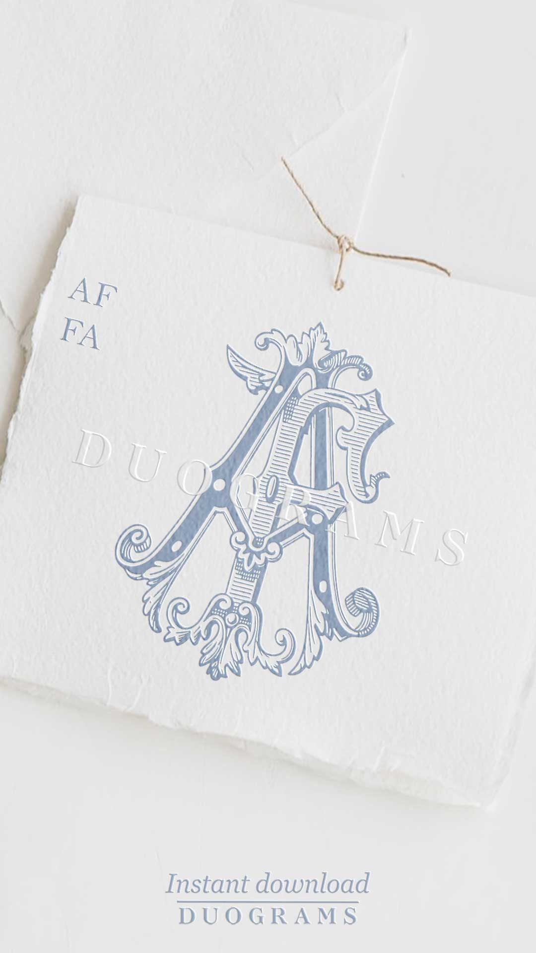Vintage Monogram Logo AF or FA 2-letter Monogram Design A F Wedding ...