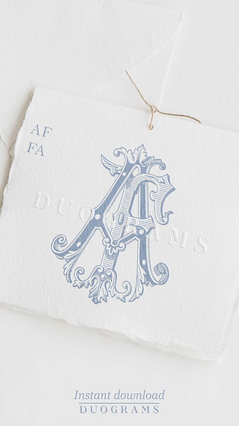 Vintage Monogram Logo AF or FA 2-letter Monogram Design A F Wedding ...