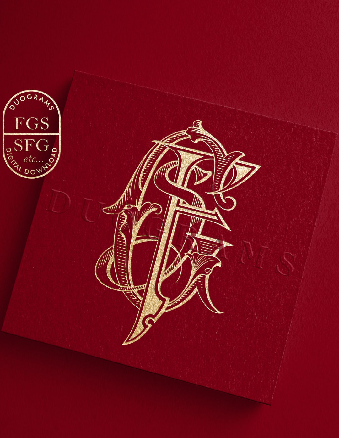 3 Letter Monogram Logo FGS or GSF or SFG Interlocking Wedding Monogram ...