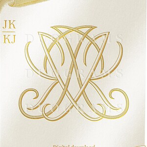 JK KJ Vintage Monogram Wedding Monogram Digital SVG Double Inverted ...