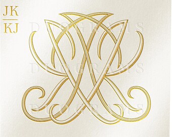 Wedding Monogram JK KJ Duogram Digital - Etsy