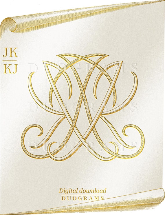 JK KJ Vintage Monogram Wedding Monogram Digital SVG - Etsy