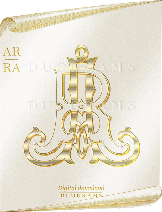 Vintage Wedding Monogram Logo AR RA Monogram Wreath SVG - Etsy