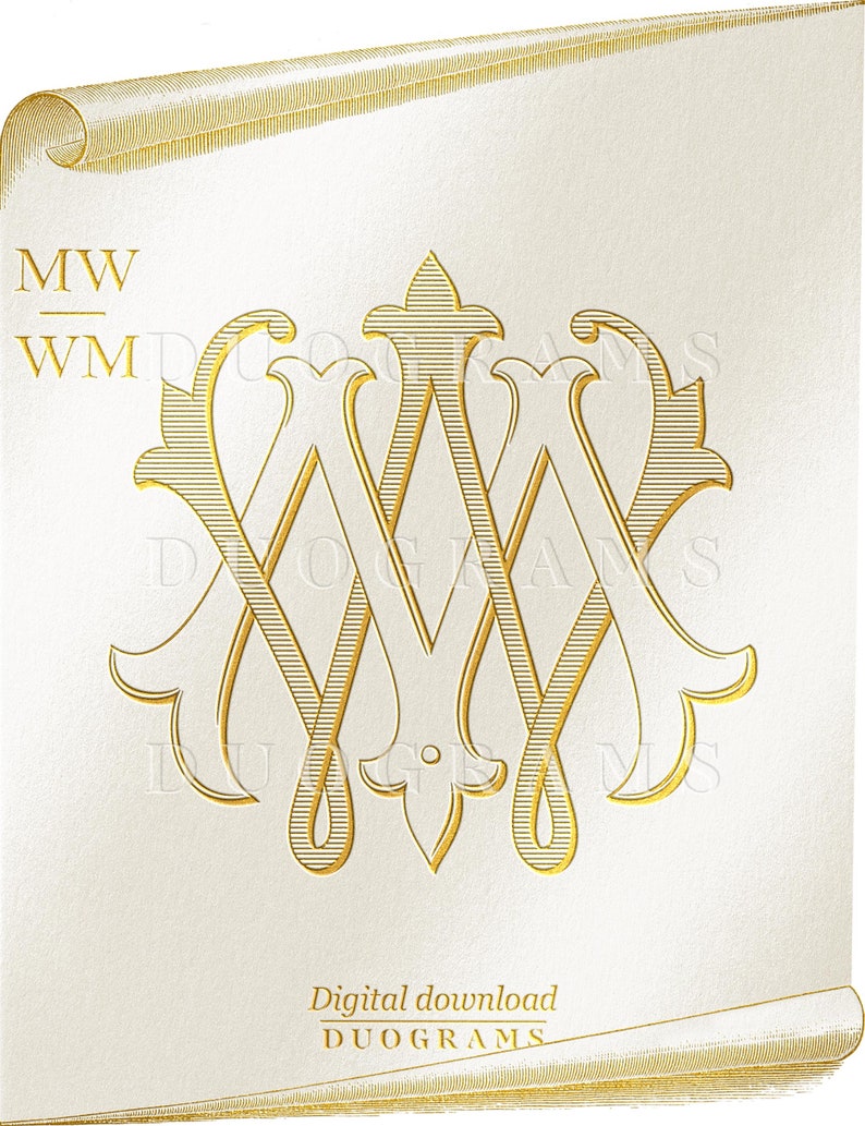 Wedding Monogram Logo Design MW WM Monogram Wreath SVG Digital Download ...