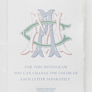 3 Letter Wedding Monogram Logo ACM or MCA or CMA Interlocking Monogram ...