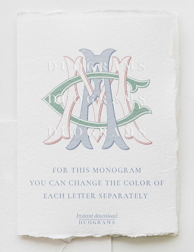 3 Letter Wedding Monogram Logo ACM or MCA or CMA Interlocking Monogram ...