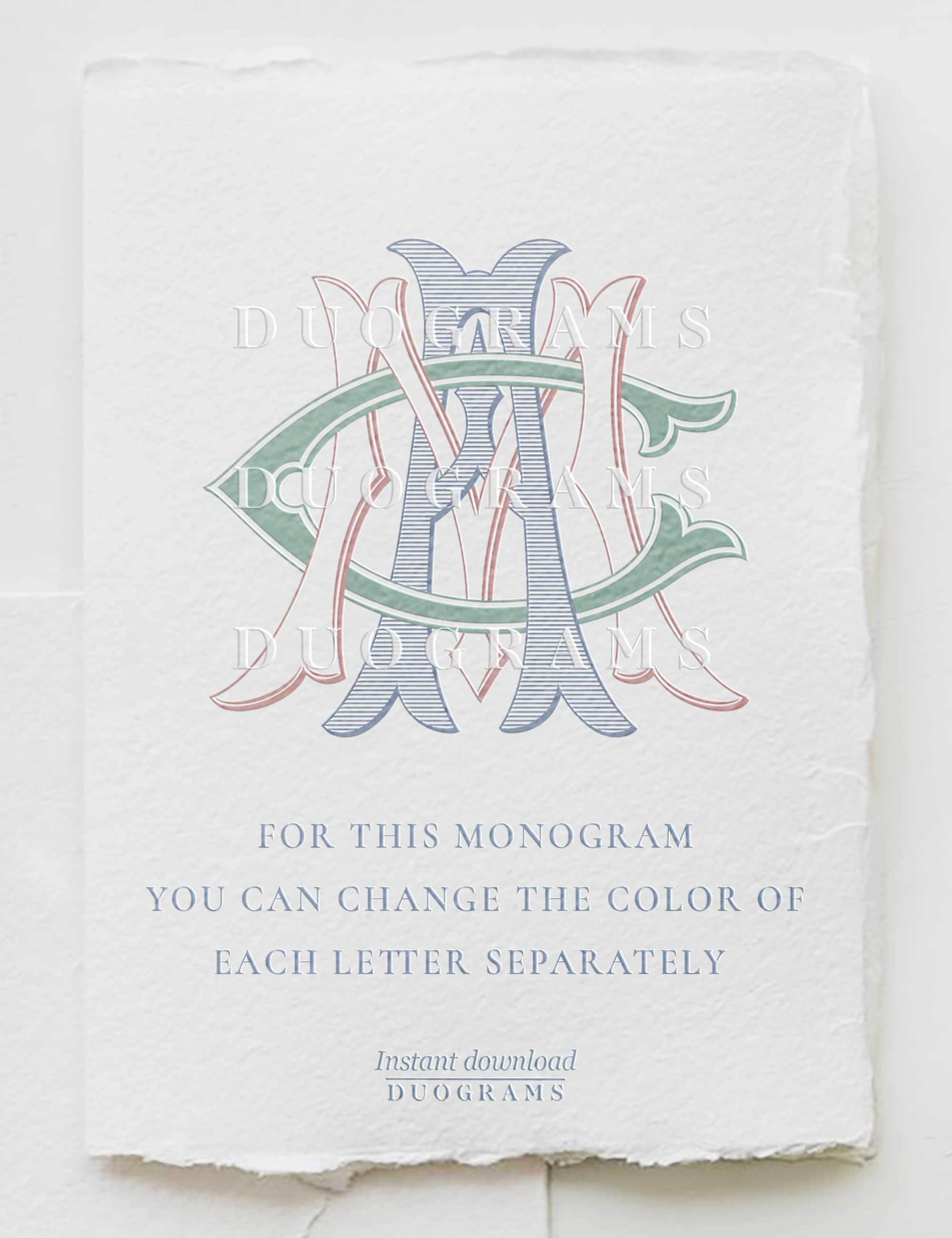 3 Letter Wedding Monogram Logo ACM or MCA or CMA Interlocking Monogram ...