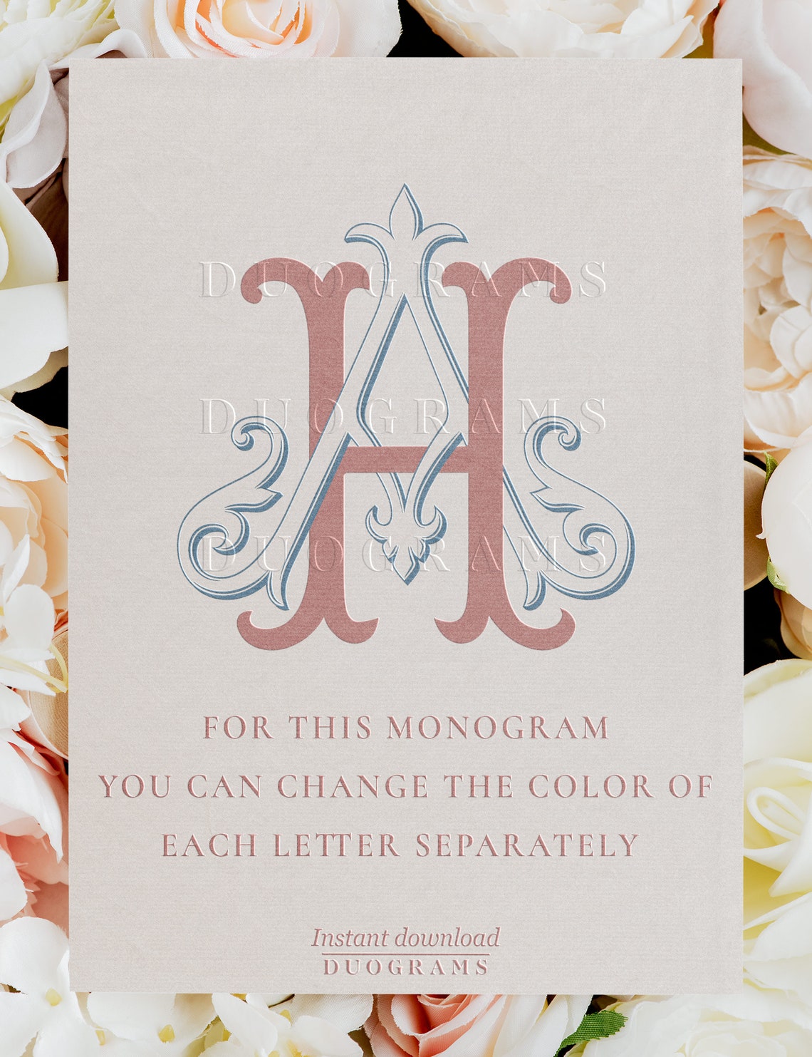 Vintage Monogram Logo Design AH HA Monogram Wreath SVG Digital Download ...