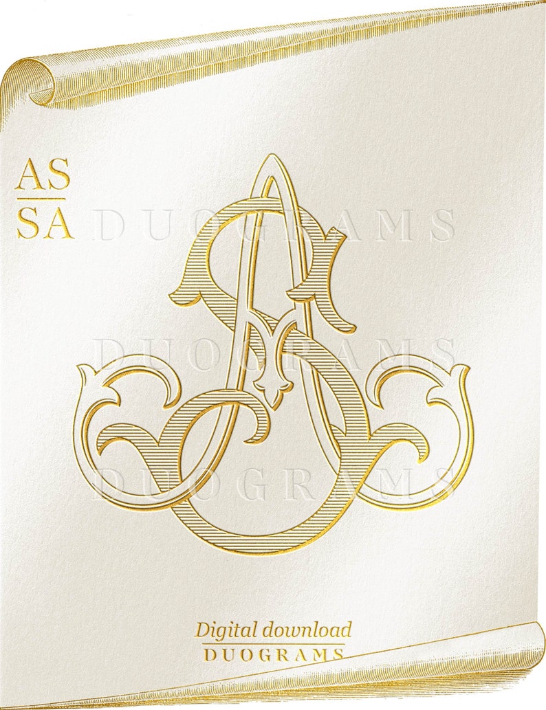 Vintage Monogram Logo Design AS SA Monogram Wreath SVG Digital Download ...