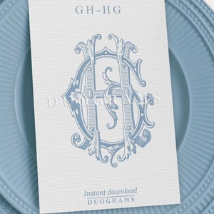 GH HG Wedding Monogram Logo Designs SVG 2-letter Monogram G H Digital ...