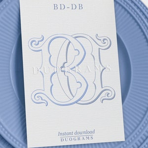 2-letter Monogram BD or DB Wedding Monogram Logo Design B D Duogram D B ...