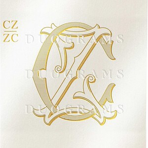 Vintage Wedding Monogram Logo CZ ZC Monogram Wreath SVG - Etsy