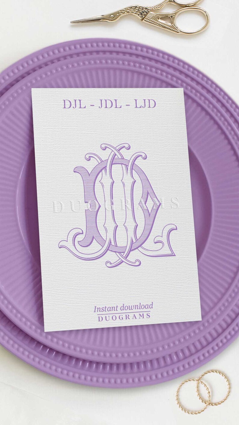 3 Letter Wedding Monogram Logo Designs JDL JLD LJD Etc + 2 Free Wreath ...