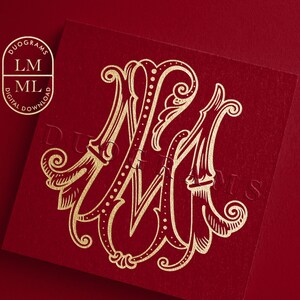 Vintage Wedding Monogram Logo LM or ML Two Letter Monogram, SVG & Png ...