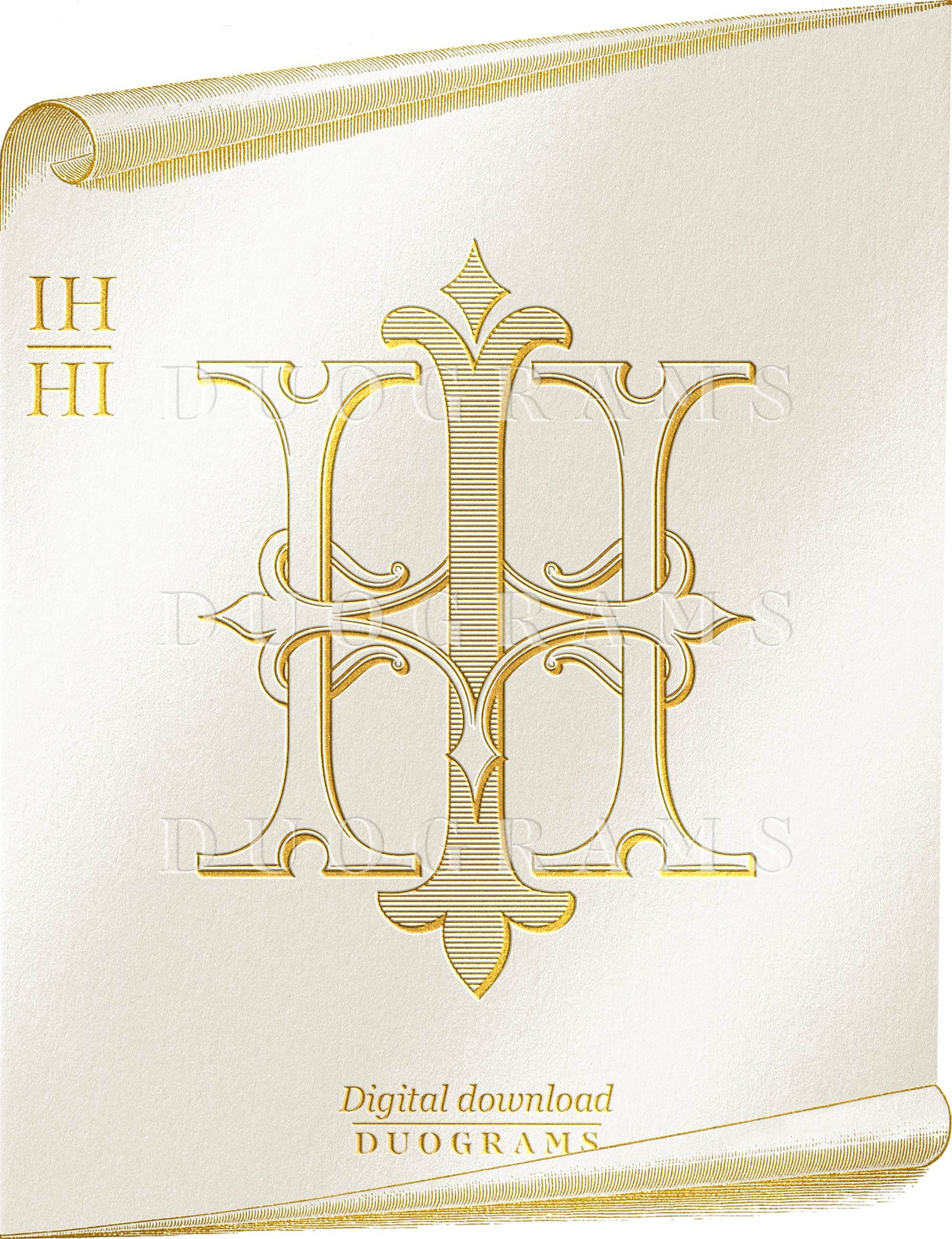 Vintage Monogram Logo Design IH HI Digital Download I H - Etsy