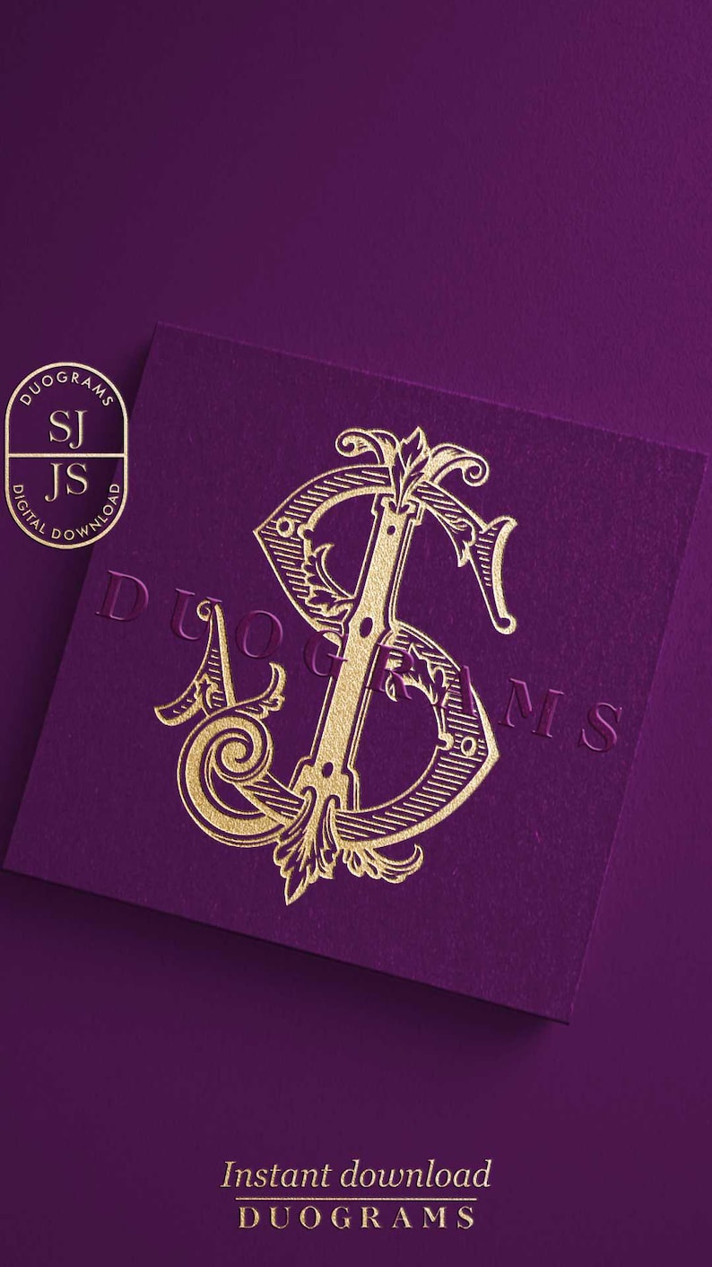 Interlocking Vintage Monogram JS or SJ Two Letter Monogram Logo Design ...