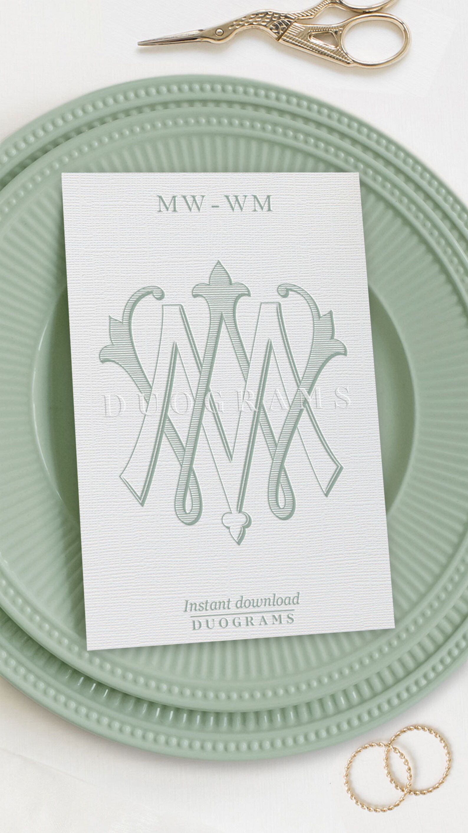 2-letter Wedding Monogram Logo MW or WM Interlocking Monogram Design M ...