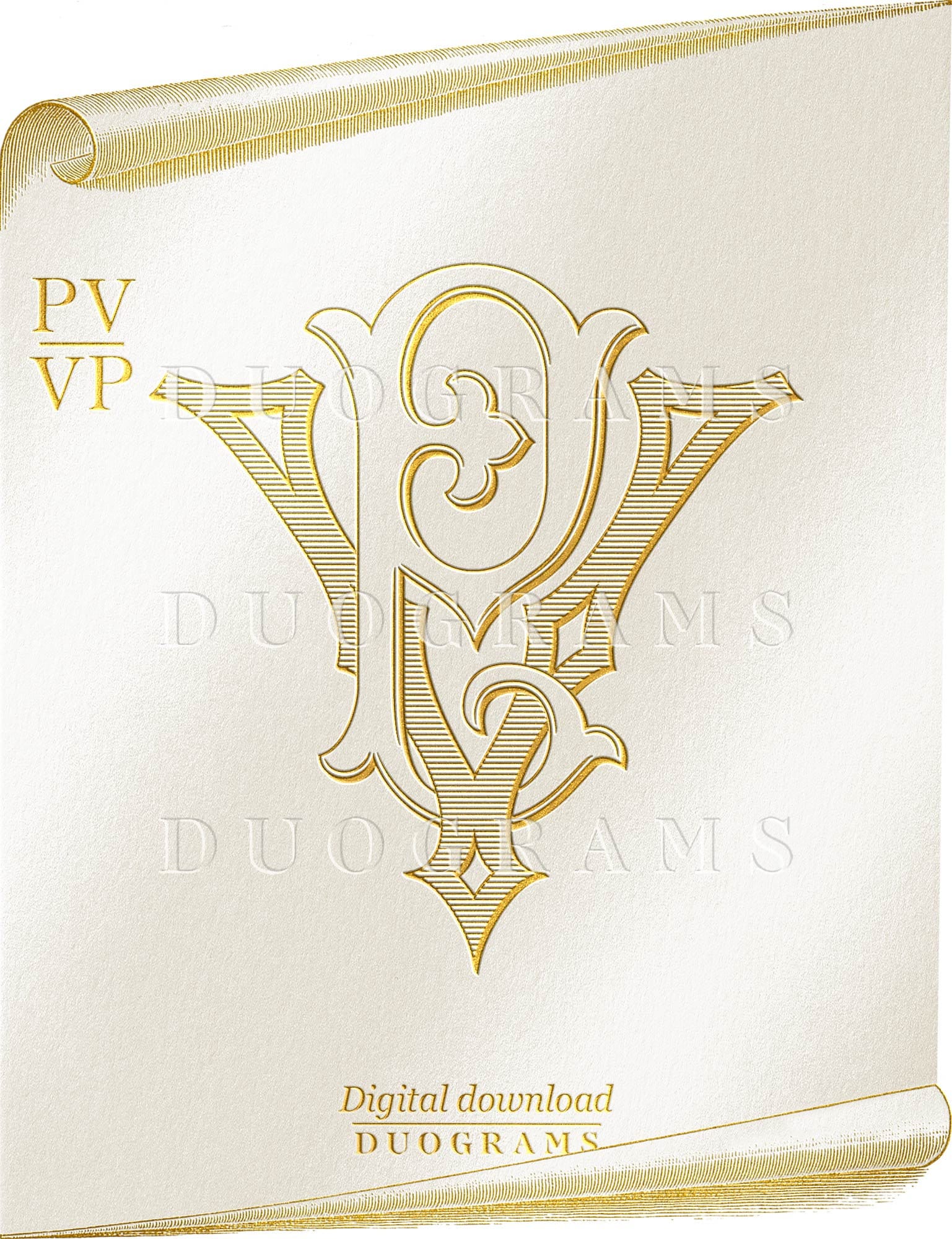 PV VP Wedding Monogram Logo Design SVG 2-letters Monogram P V Digital ...