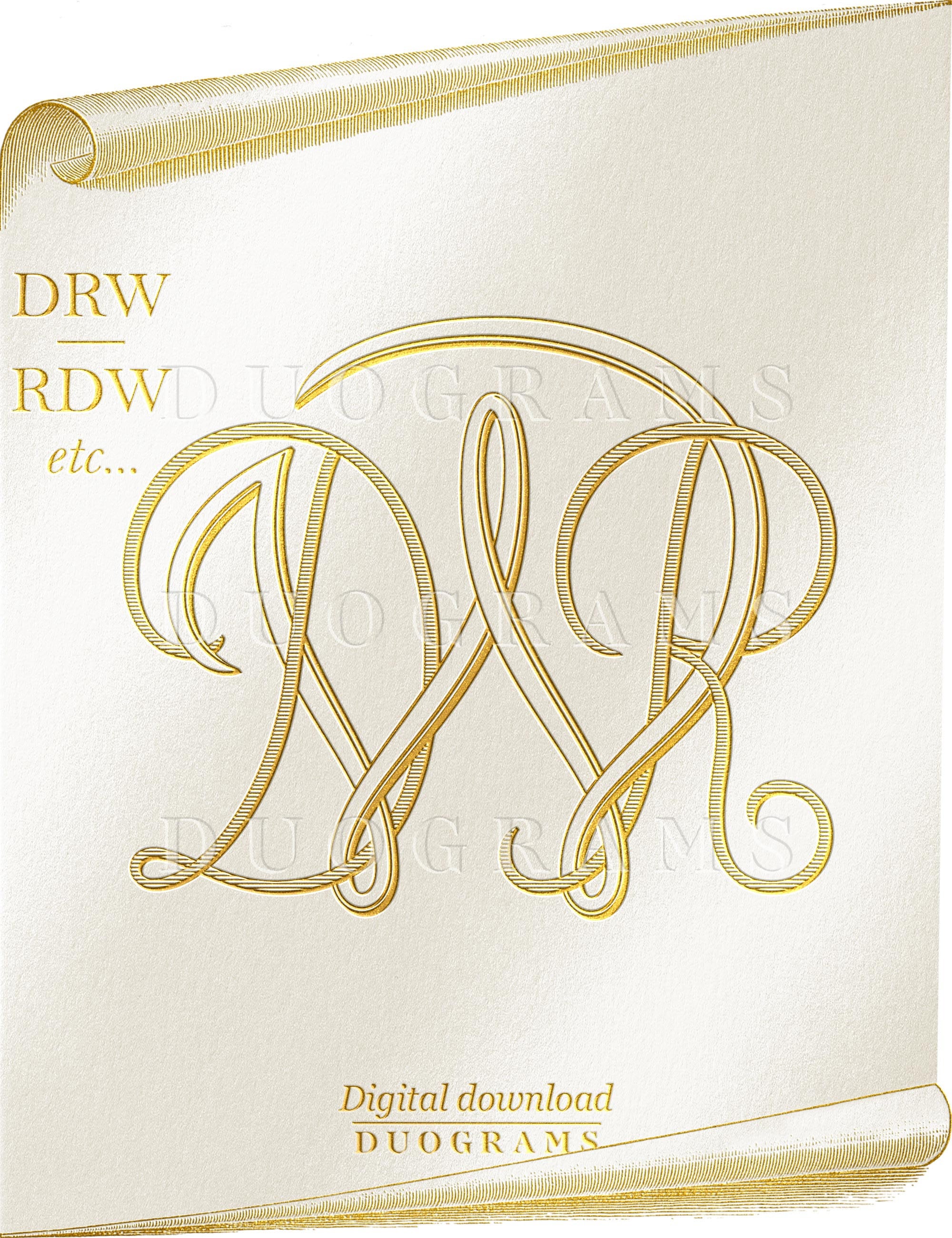 3 Letter Monogram DWR Wedding Monogram - Etsy