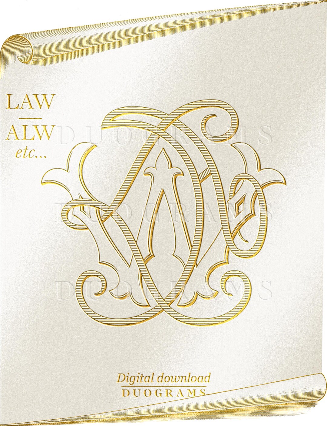 Vintage Wedding Monogram Logo ALW AWL WAL... Instant Download - Etsy