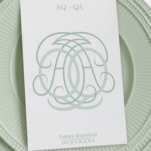 Vintage Monogram Logo Design AQ QA Monogram Wreath SVG Digital Download ...
