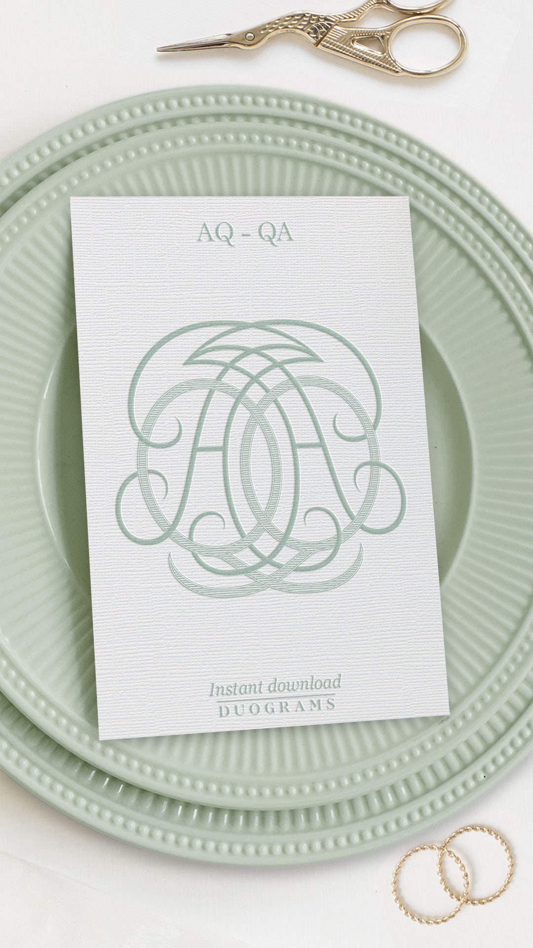 Vintage Monogram Logo Design AQ QA Monogram Wreath SVG Digital Download ...