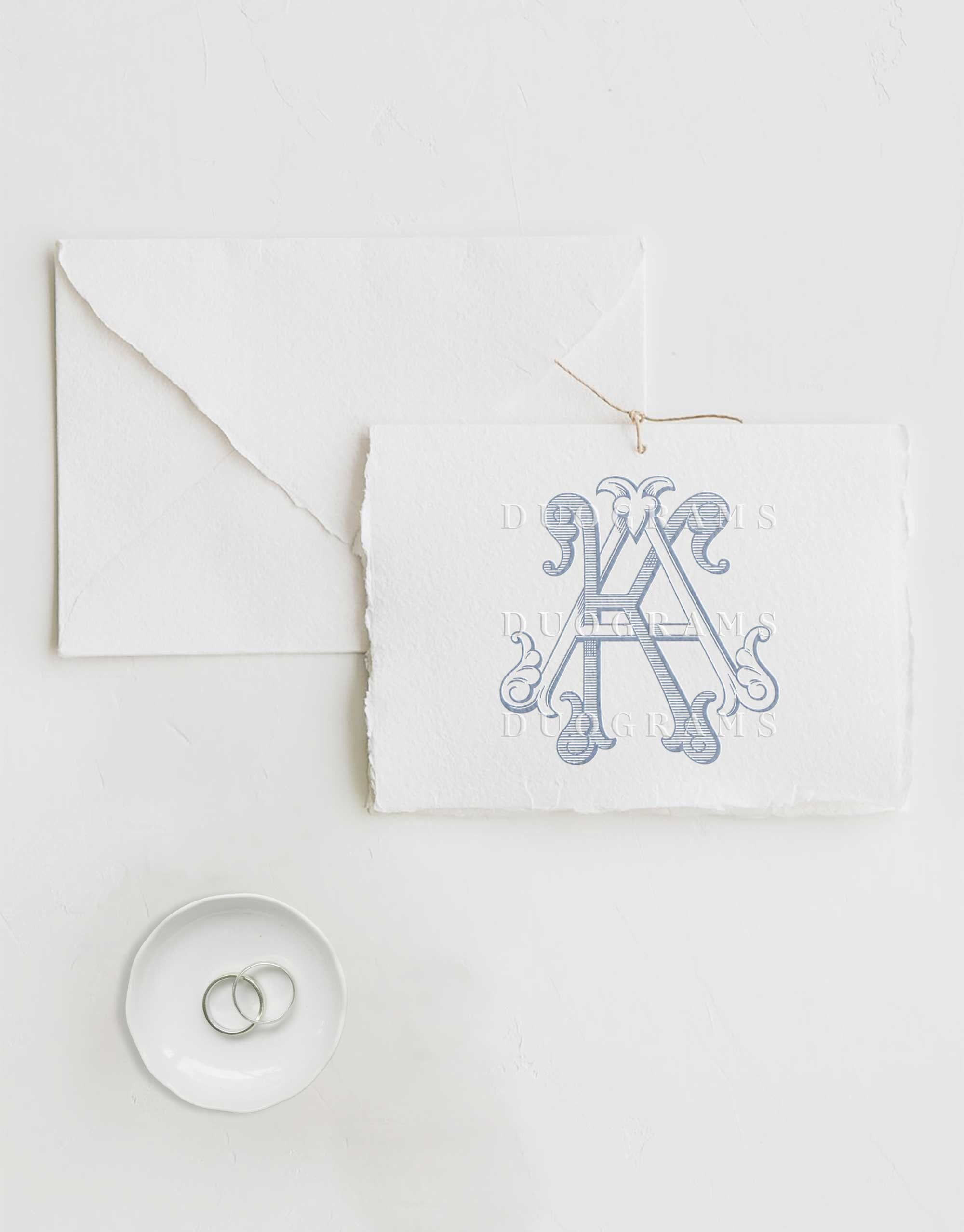 Vintage Wedding Monogram Logo AK or KA Interlocking Monogram Design A K ...
