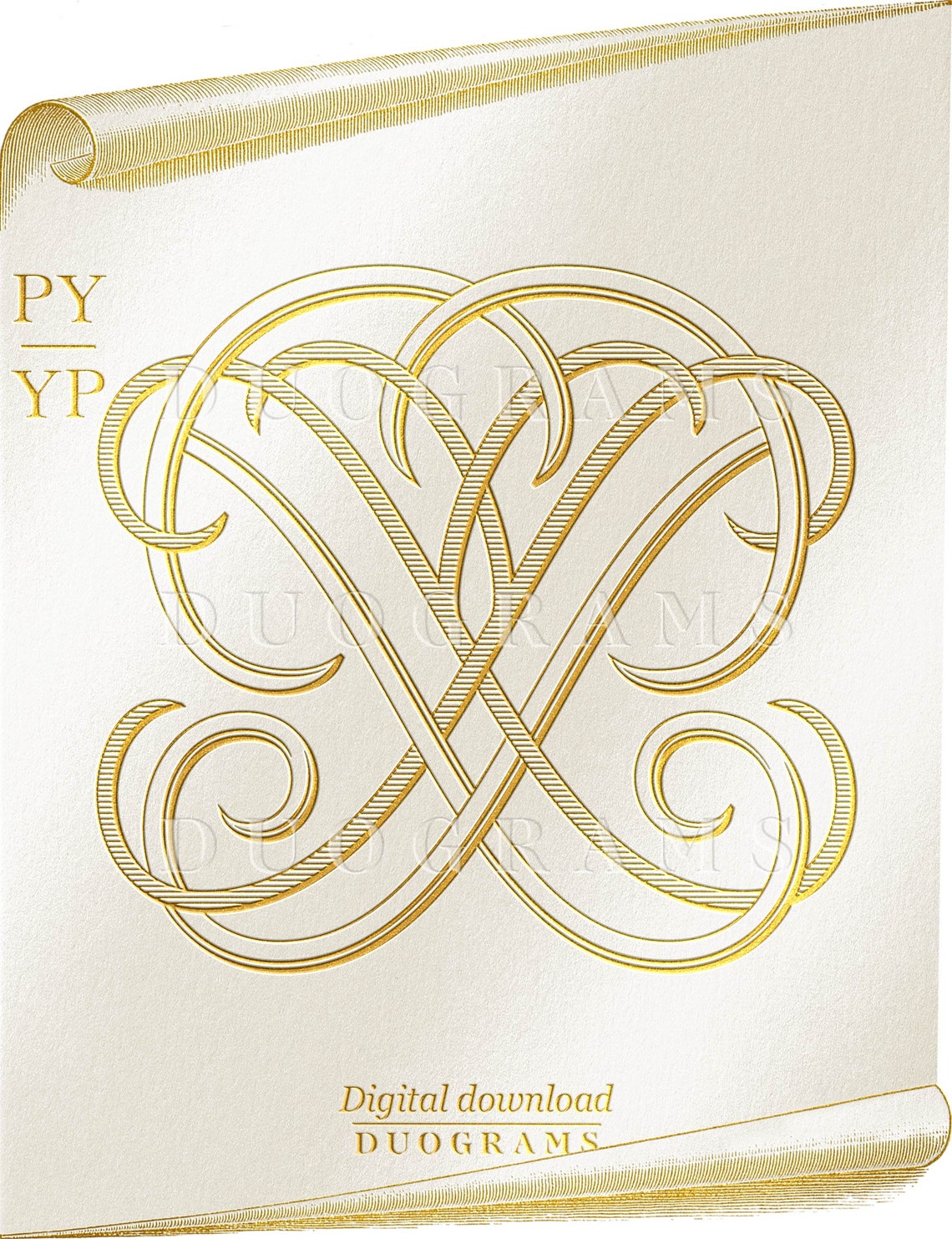 Wedding Monogram Logo Design PY YP Monogram Wreath SVG - Etsy