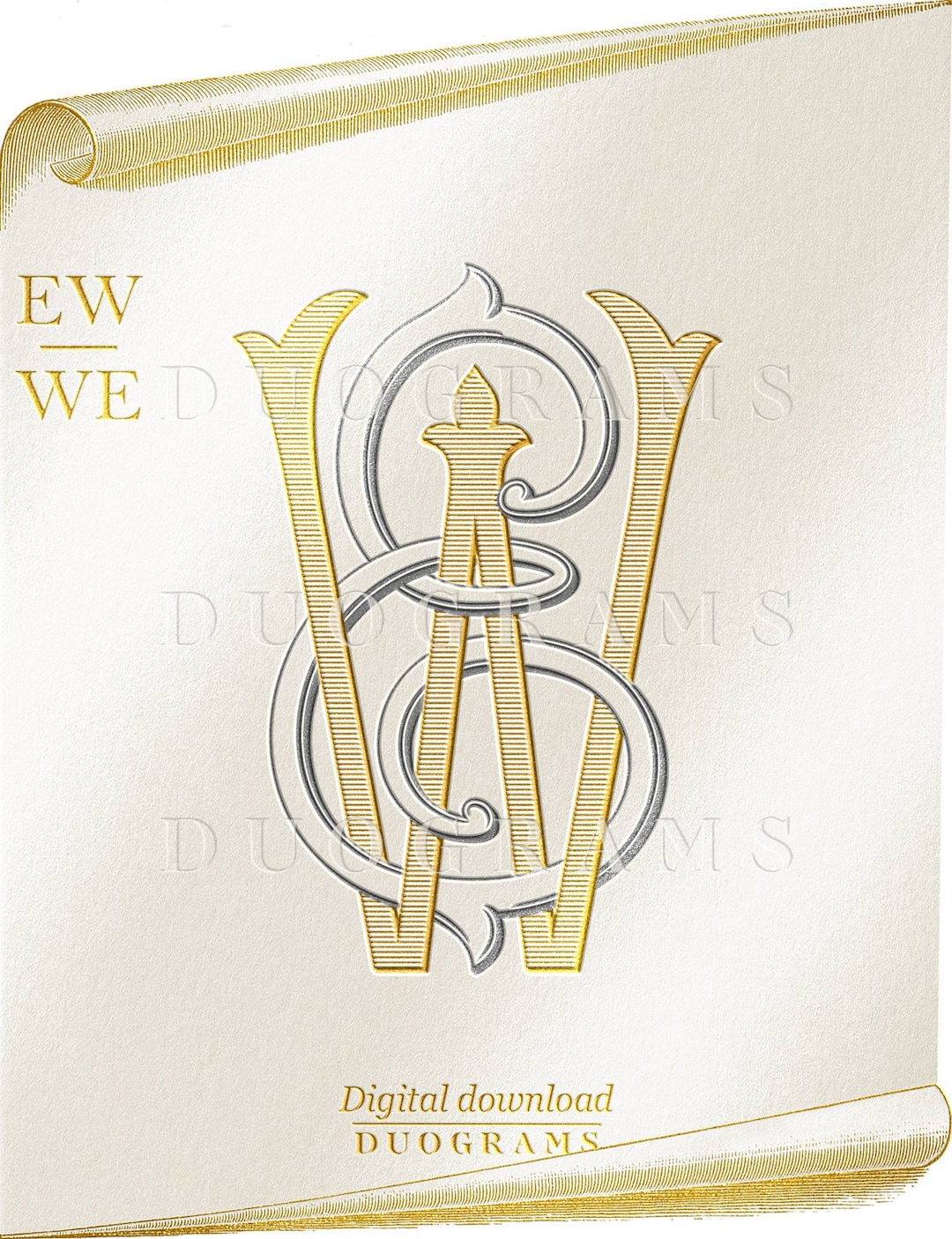 EW WE Wedding Monogram Logo Design E W Two Letter Monogram SVG Digital ...