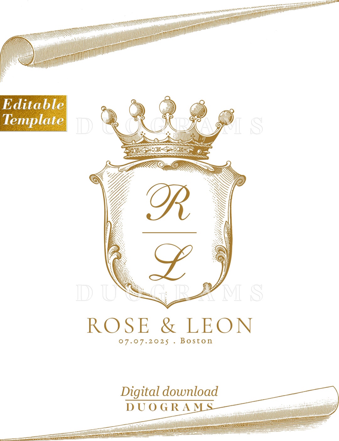 Wedding Crest Logo Design | Family Crest | Wedding Monogram Logo ...