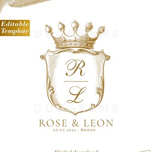 Wedding Crest Logo Design | Family Crest | Wedding Monogram Logo ...